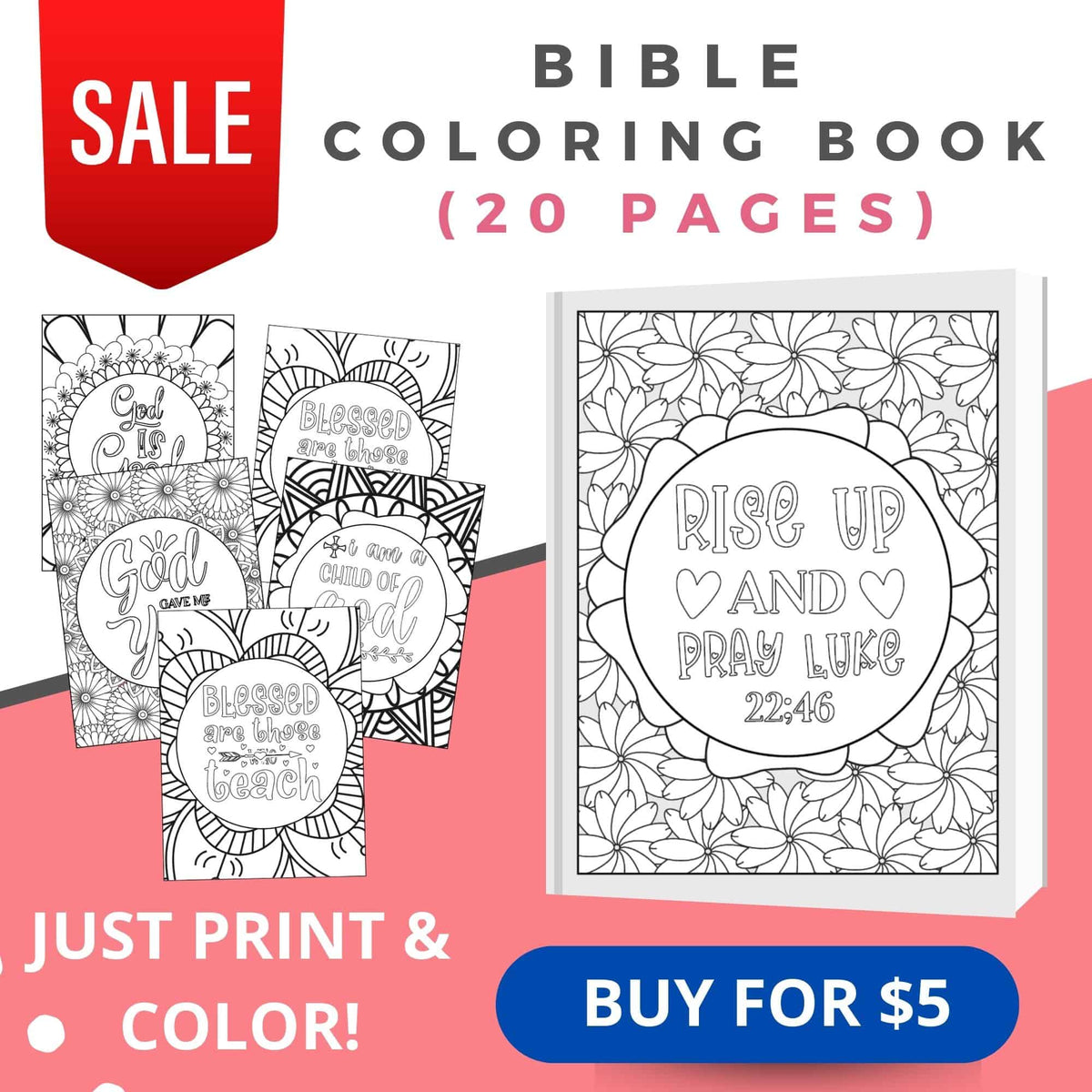 Bible Verse Coloring Book: 20 Inspiring Quotes to Help You Grow in You ...