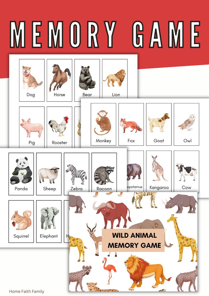 Wild Animal Memory Game {7-Pages} – Home Faith Family , LLC