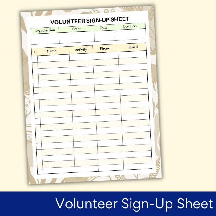 Organize Volunteer Efforts Like a Pro with Our Printable Sign-up Sheet ...