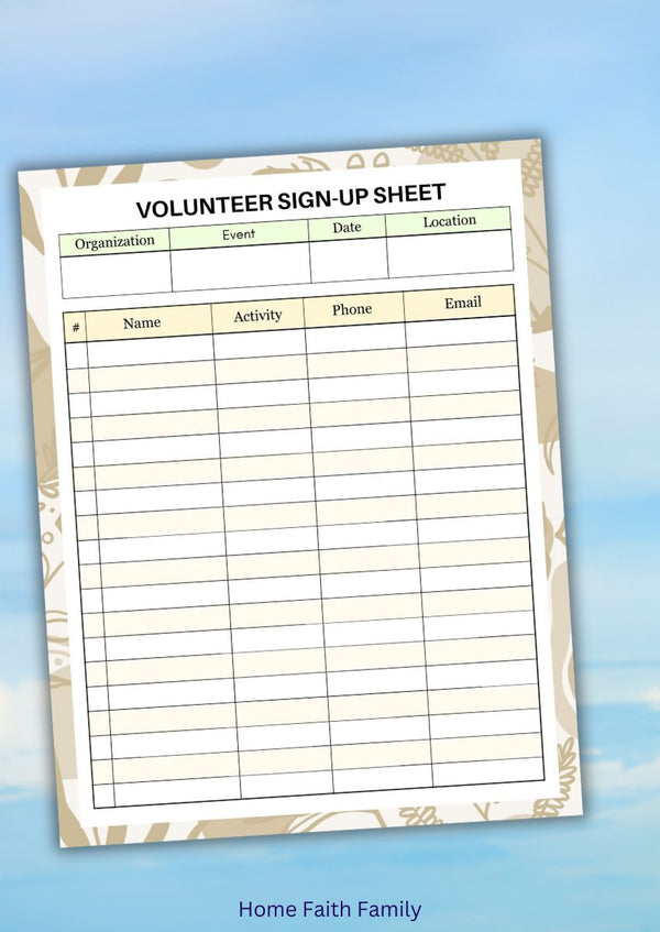 Organize Volunteer Efforts Like a Pro with Our Printable Sign-up Sheet ...