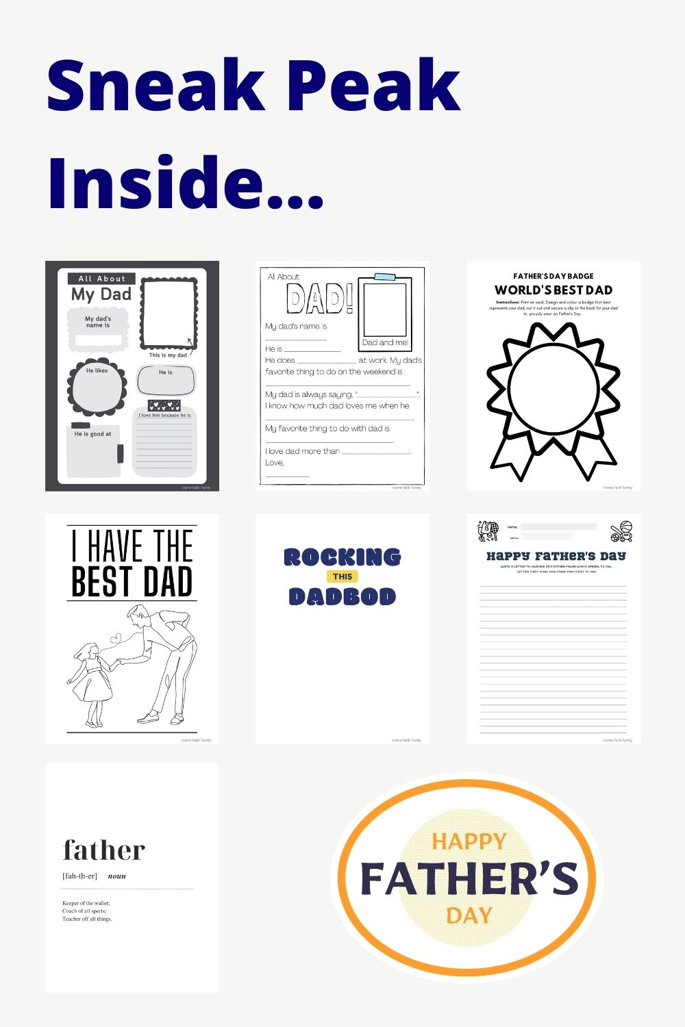 Father's Day Printable Packet (7 Pages) – Home Faith Family , LLC