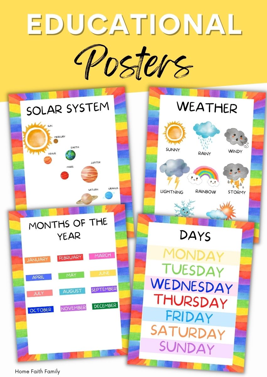 Elementary Educational Poster Collection – Home Faith Family , LLC