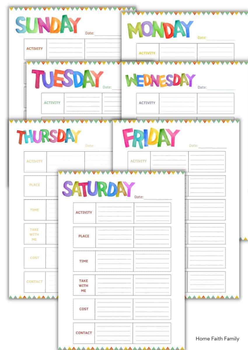 Spring Break Kids Planner – Home Faith Family , LLC